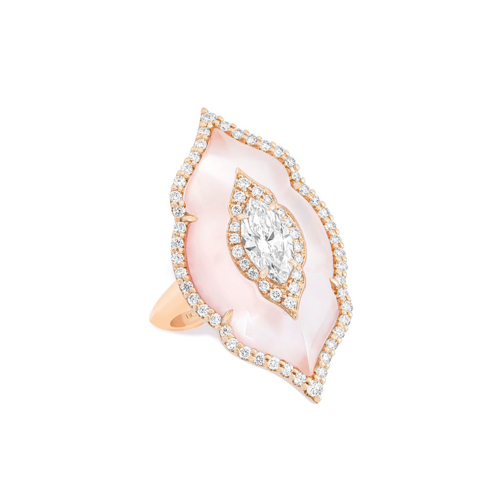 Boghossian - Inlay Arches - Diamond and Pink Opal Ring