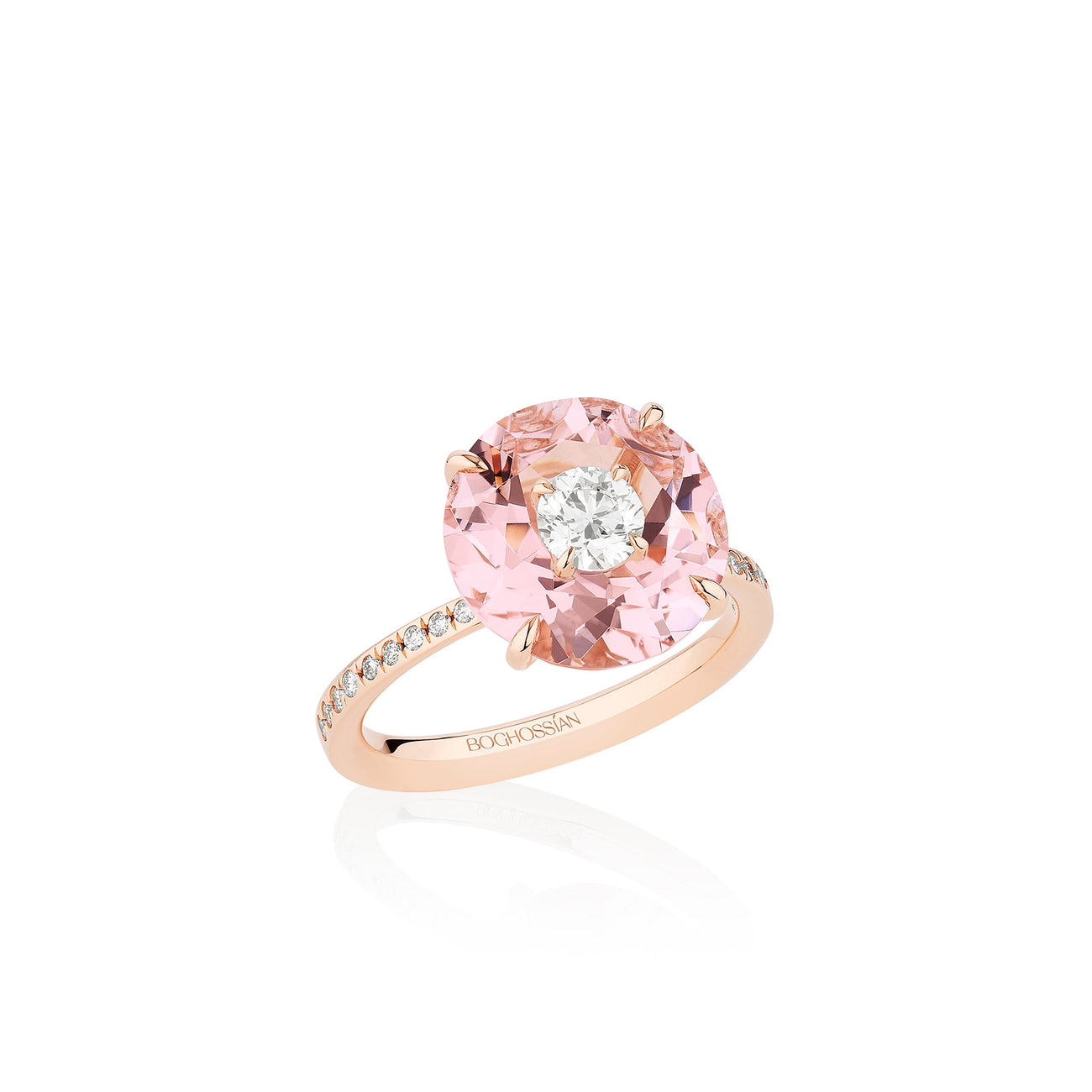 Boghossian - Inlay Crush - Diamond and Morganite Ring
