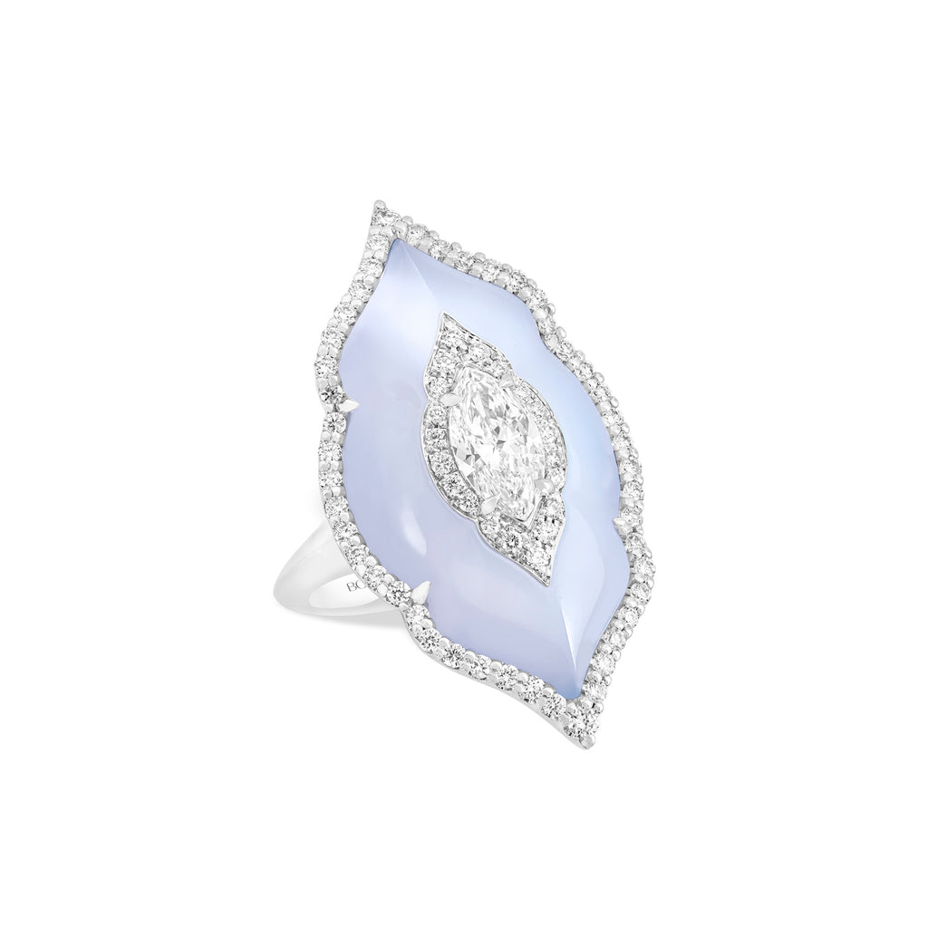 Boghossian - Inlay Arches - Diamond and Chalcedony Ring