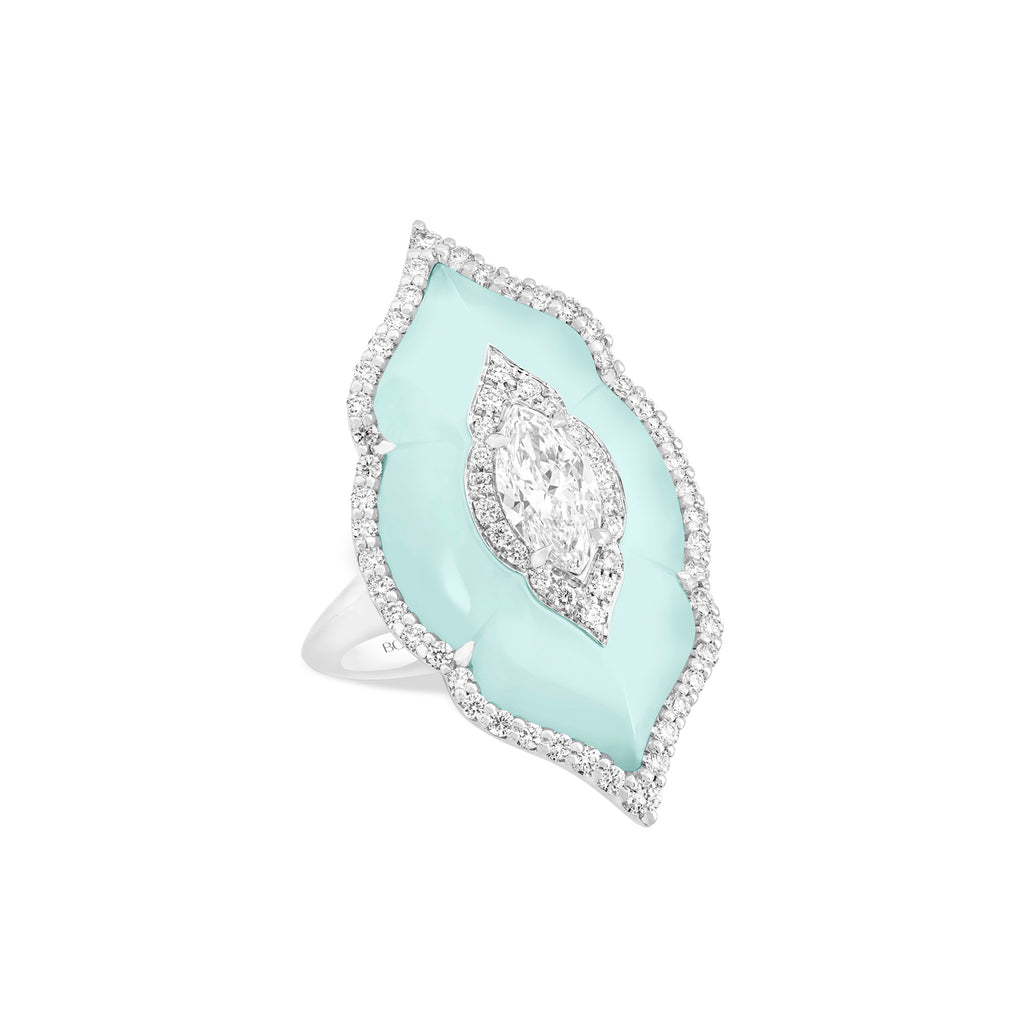 Boghossian - Inlay Arches - Diamond and Green Chalcedony Ring