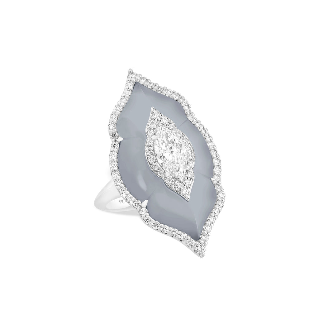 Boghossian - Inlay Arches - Diamond and Grey Agate Ring