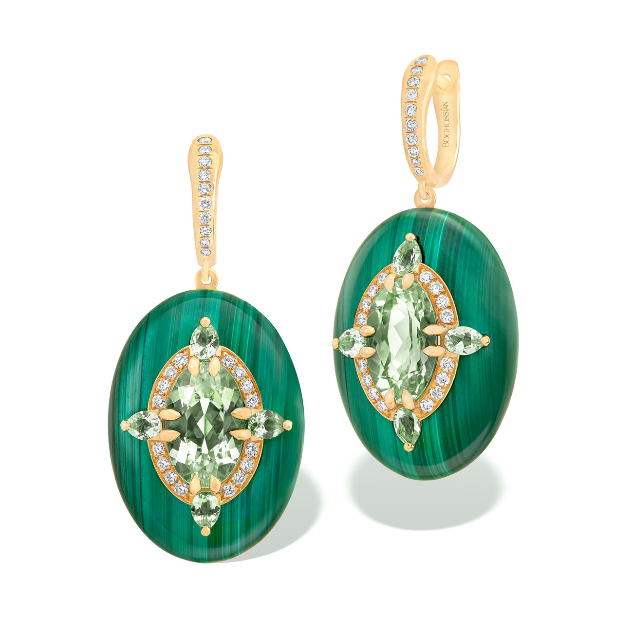 Boghossian - Inlay Reveal - Green Tourmaline and Malachite Earrings