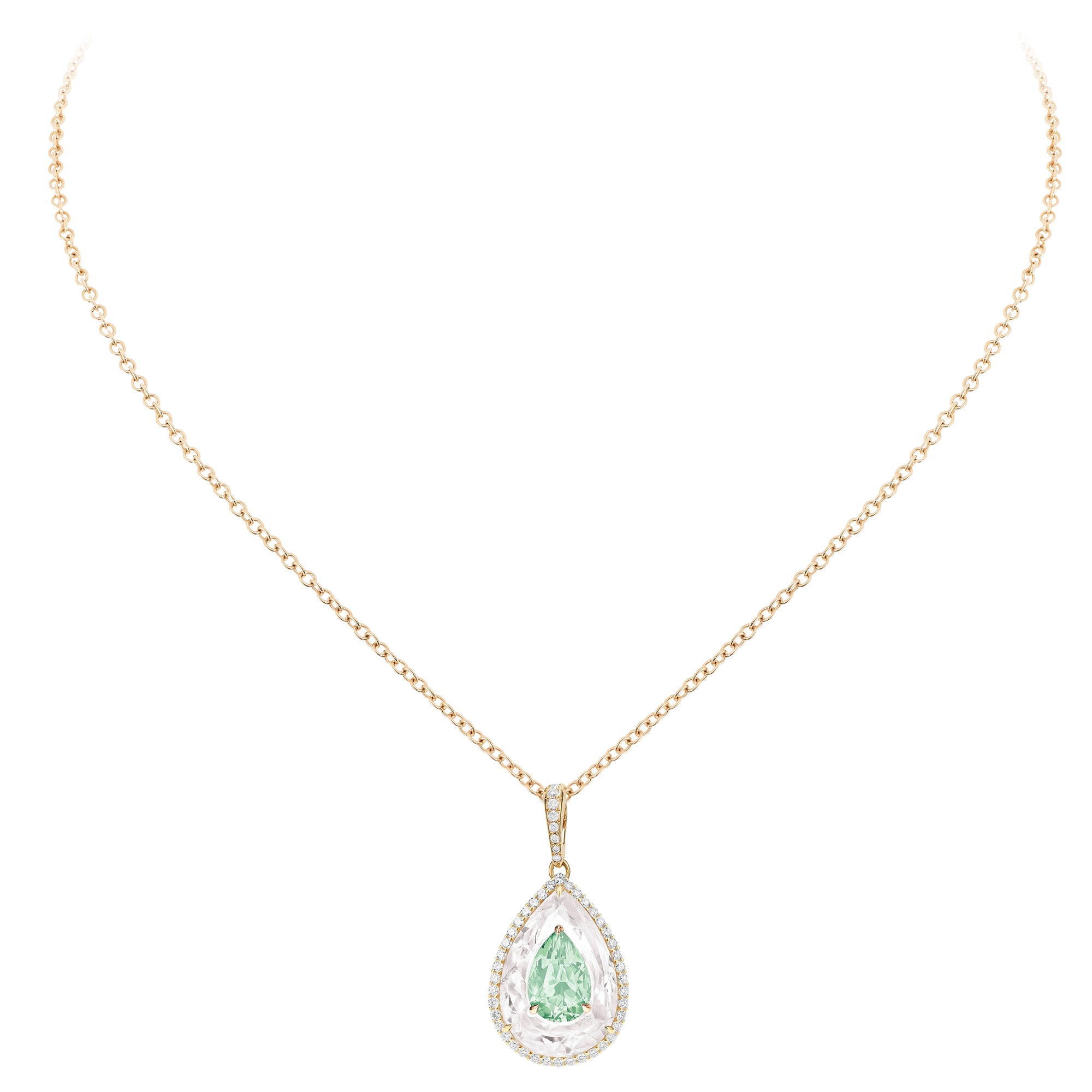 Boghossian - Inlay Shine - Aquamarine and Rock Crystal Pendant