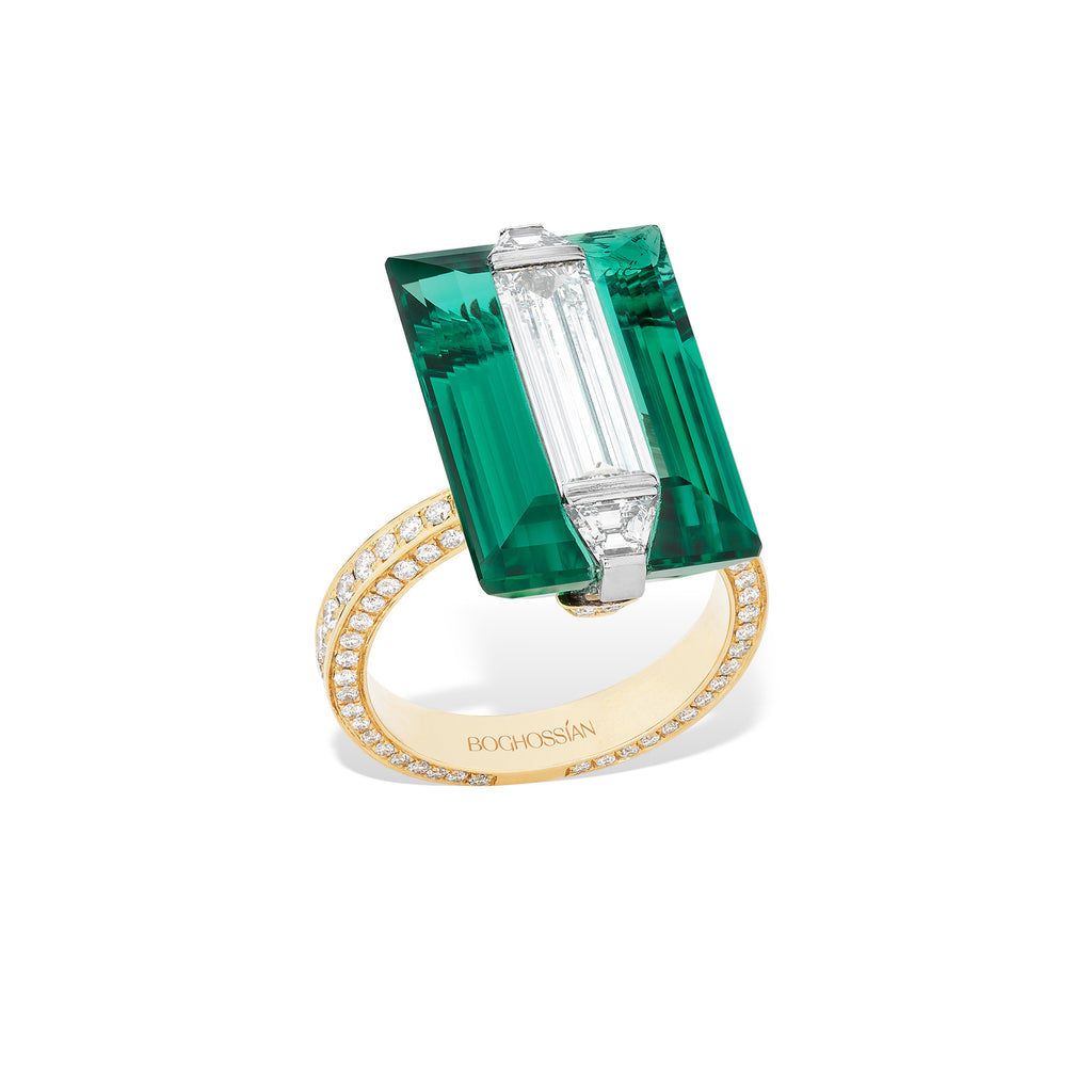 Boghossian - Inlay Wrapped - Diamond and Indigolite Ring