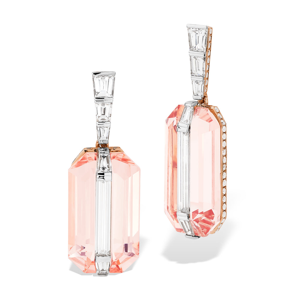 Boghossian - Inlay Wrapped - Diamond and Morganite Earrings
