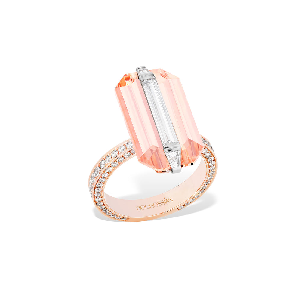 Boghossian - Inlay Wrapped - Diamond and Morganite Ring