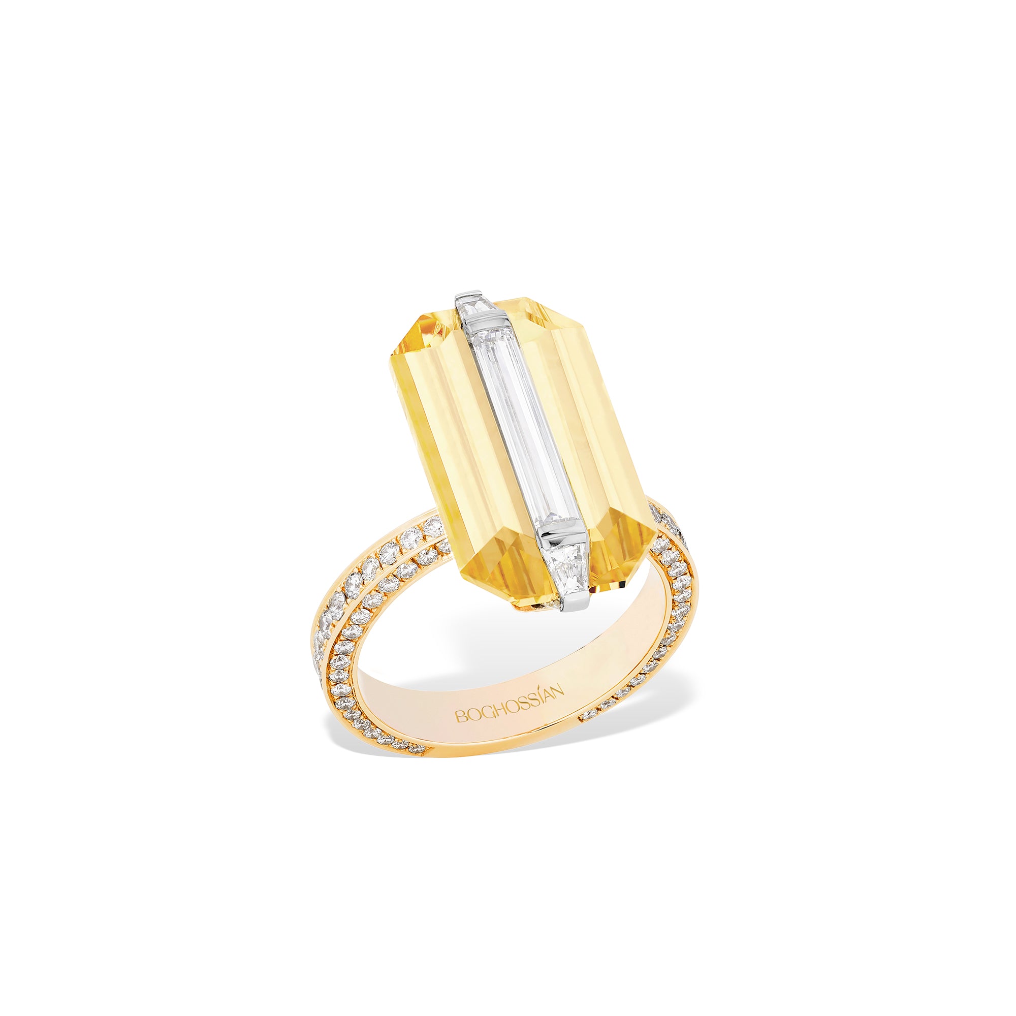 Boghossian - Inlay Wrapped - Diamond and Yellow Beryl Ring