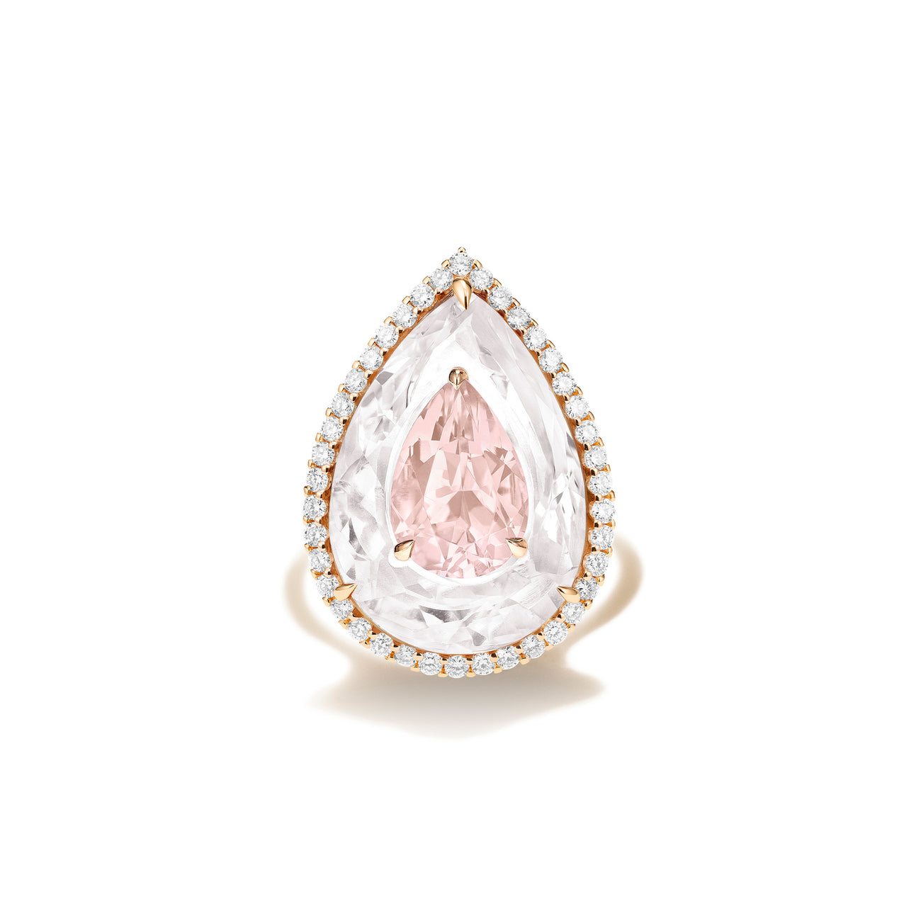 Boghossian - Inlay Shine - Morganite and Rock Crystal Ring