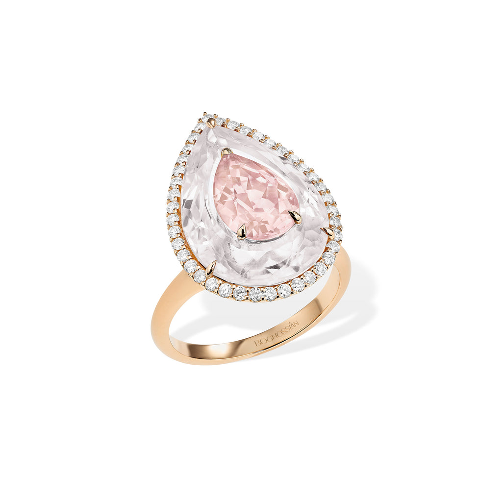 Boghossian - Inlay Shine - Morganite and Rock Crystal Ring